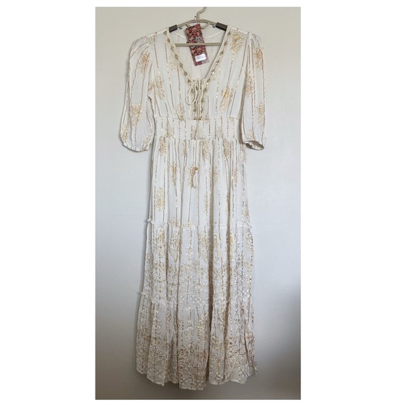 Me 2 Magic | Dresses | Me 2 Magic Goldcream Tiered Boho Maxi Dress Size ...